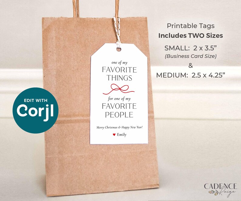 Favorite Things Gift Tags | Editable Holiday Label | Printable PDF - Etsy