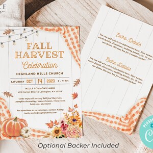 Fall Harvest Celebration Invitation, Fall Fest Flyer, Pumpkin Fest ...