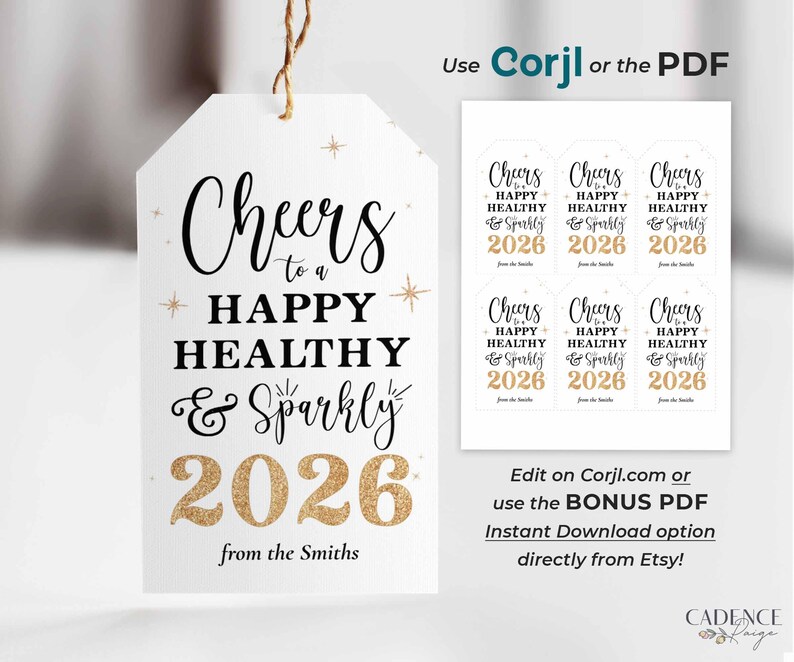 Happy New Year Gift Tag, Printable New Years Tag, Editable New Years ...