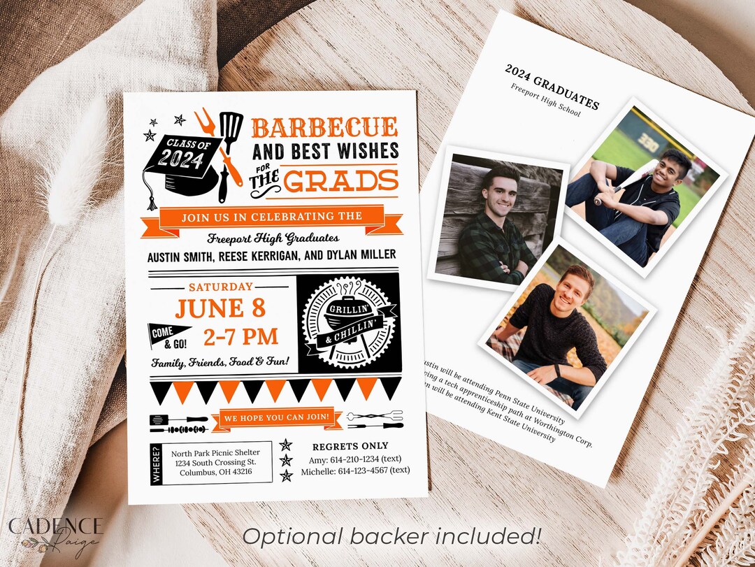 Group Graduation Party Invite for Multiple Grads BBQ Graduation Party ...