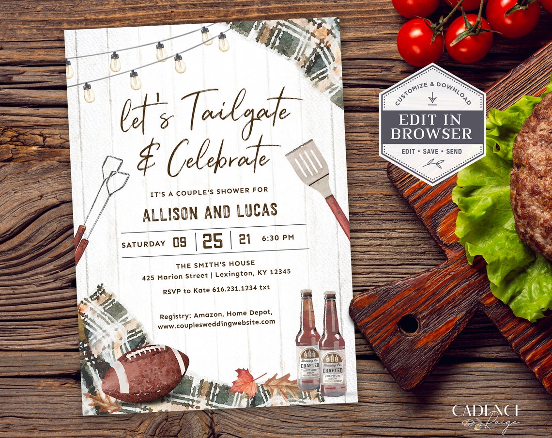 Tailgate and Celebrate Invite Football Party Invitation | Etsy