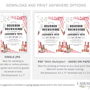 Bourbon Birthday Invitation, Bourbon Brews and BBQ, Red BBQ Birthday ...