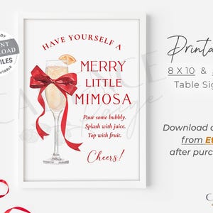Christmas Mimosa Bar Sign Printable Merry Mimosa Bar Sign, Merry Little ...