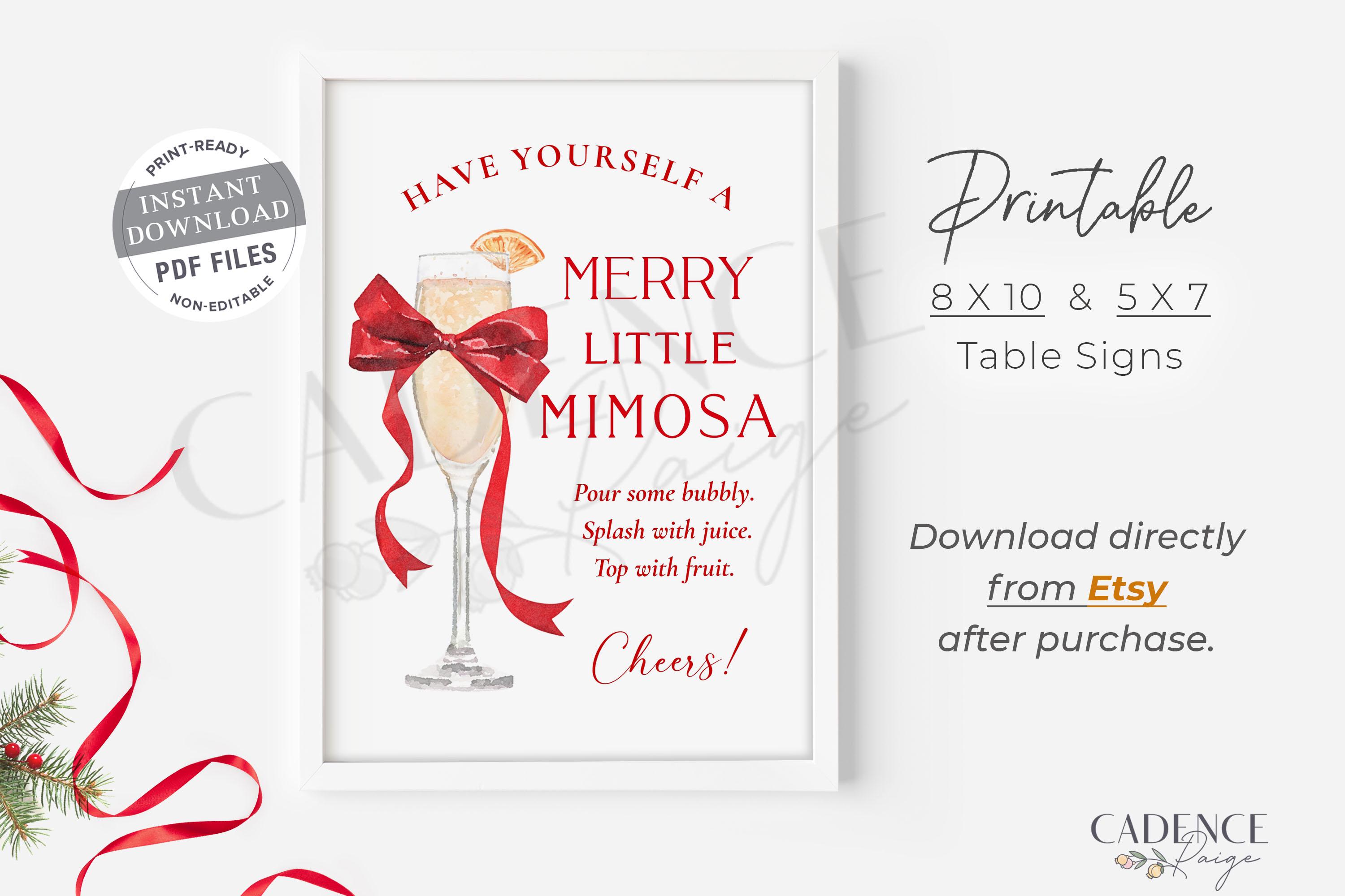 Christmas Mimosa Bar Sign Printable Merry Mimosa Bar Sign, Merry Little ...