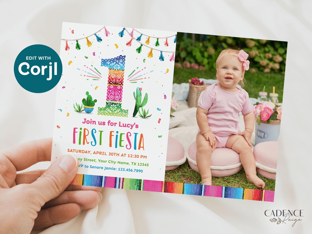 First Fiesta Invitation, First Fiesta Birthday Invitation, 1st Birthday ...