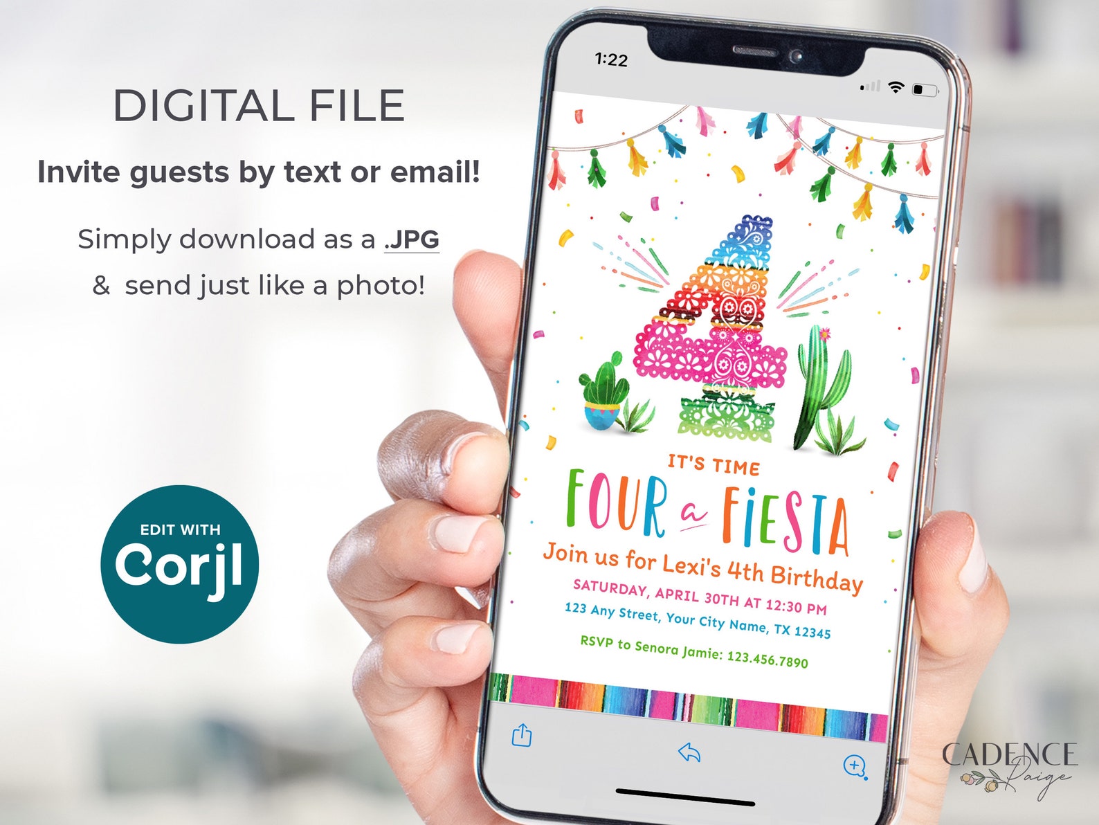 4th Birthday Fiesta Invitation: Serape & Picado Design (digital ...