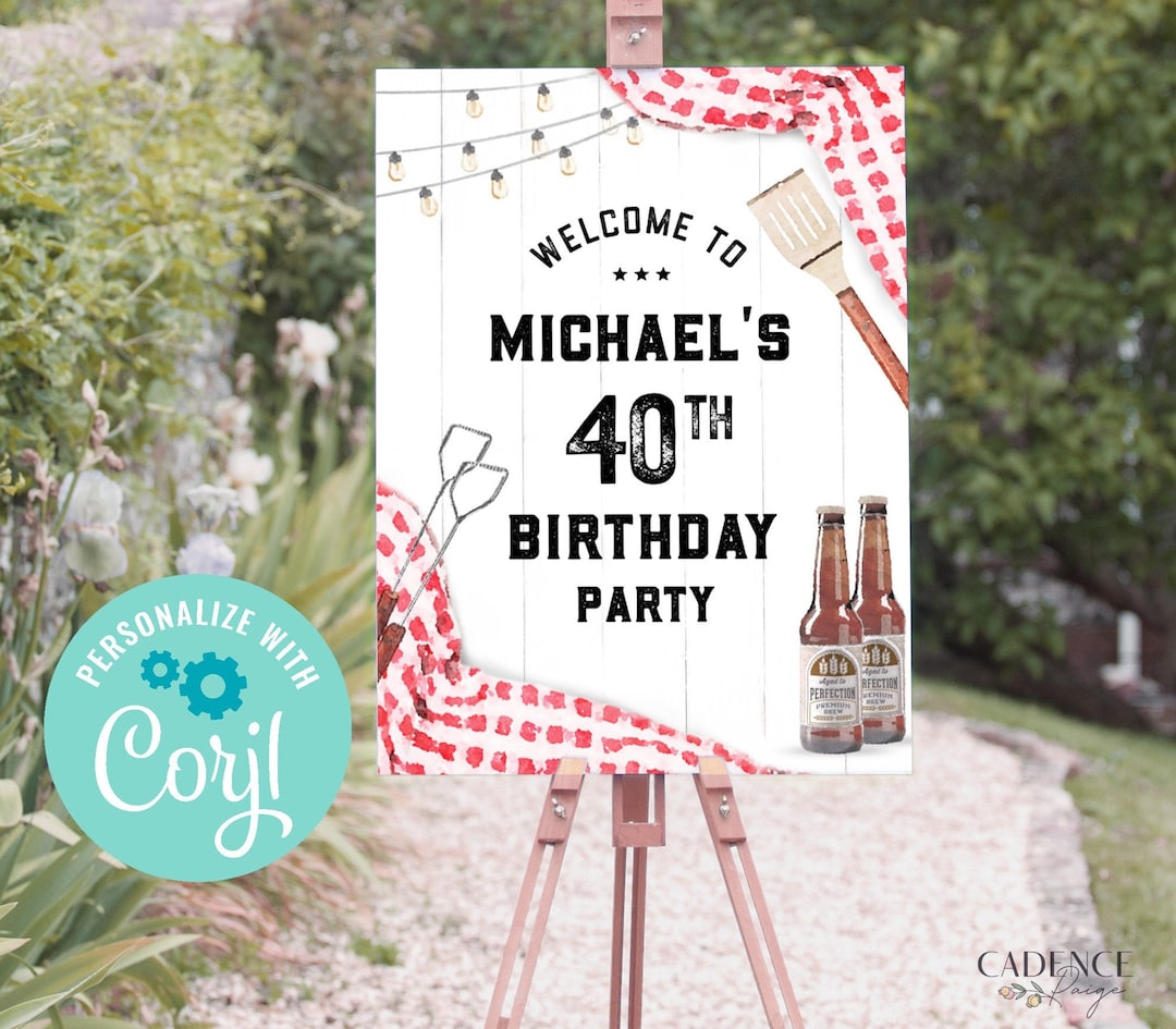 Birthday BBQ Welcome Sign, Bbq and Brews Sign, 30th 40th 50th 60th 70th ...