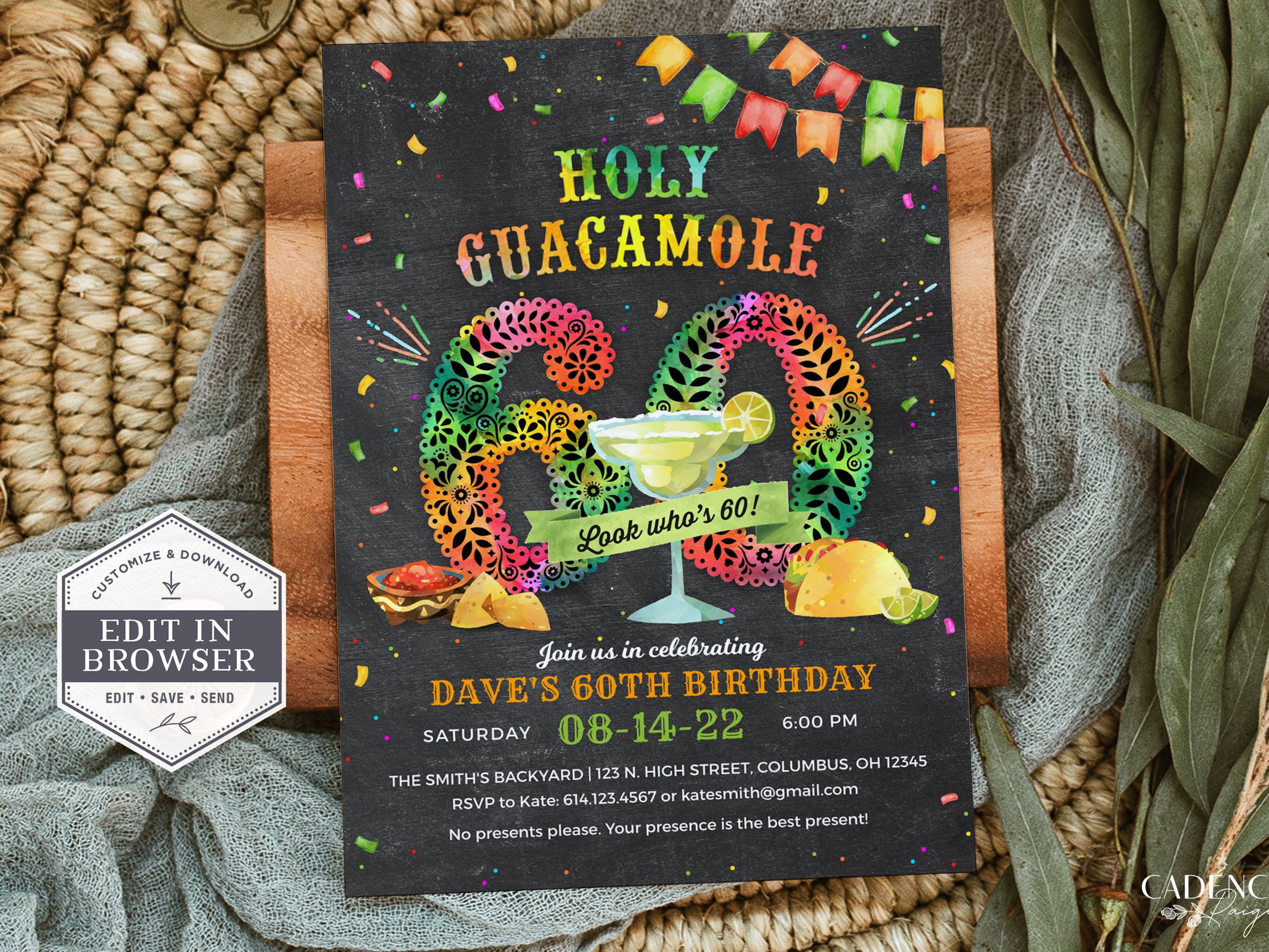 60th Birthday Party Invitation 60th Fiesta Invite for a Man - Etsy Canada