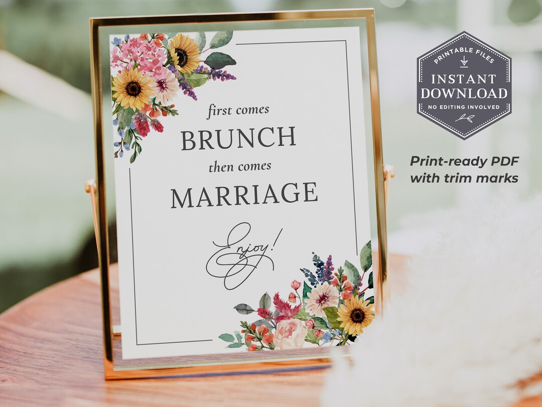 8 X 10 Wildflowers Brunch Sign, Summer Flowers Bridal Shower Brunch ...