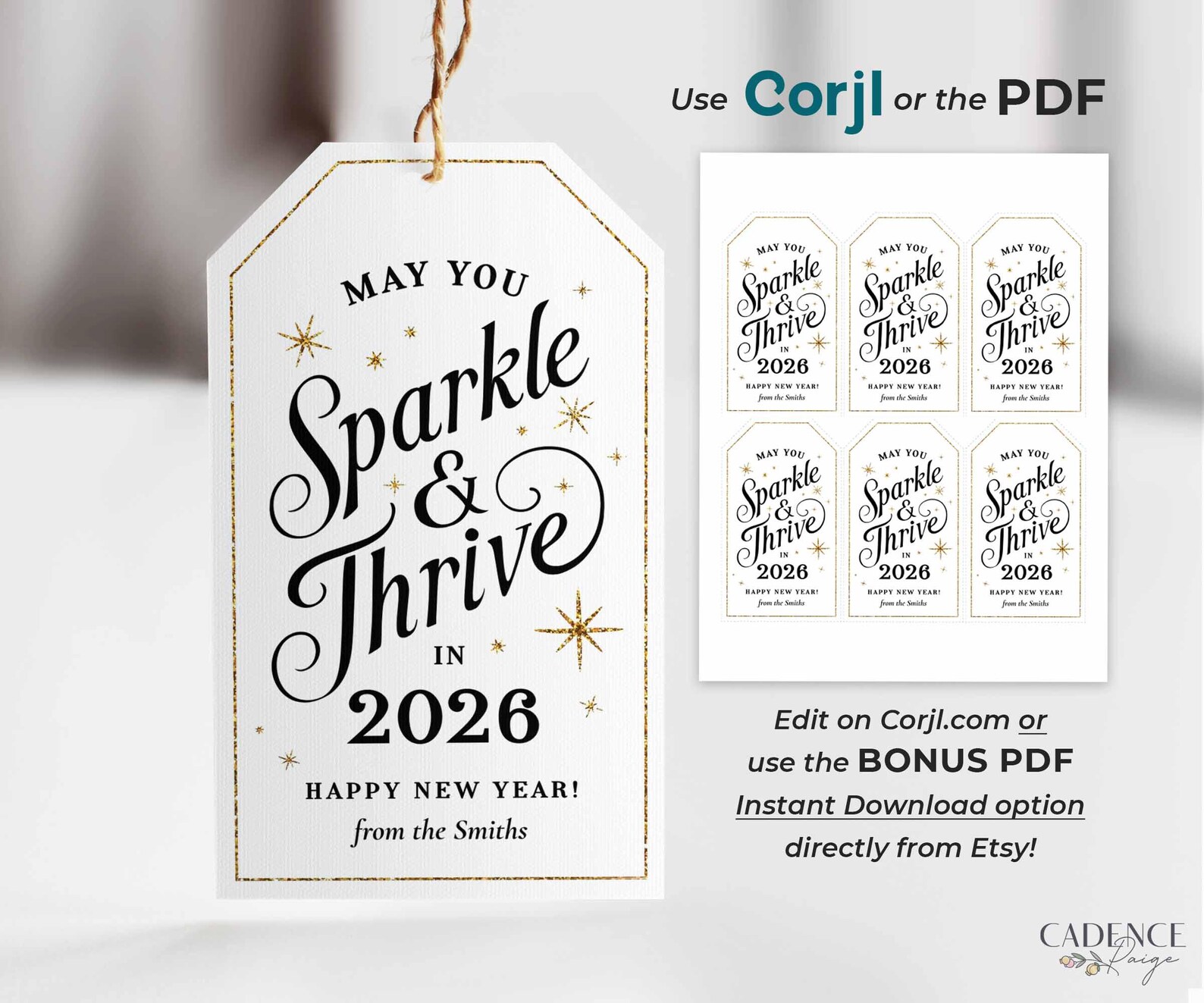 Happy New Year Gift Tag, Printable New Years Tag, New Years Eve ...