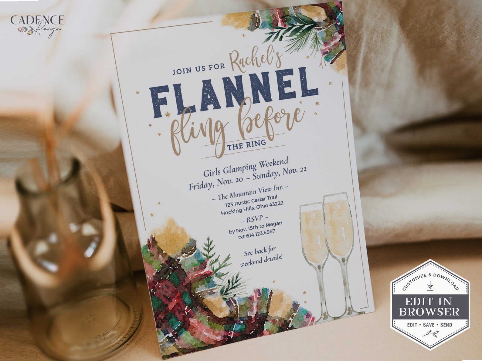 Flannel Fling Bachelorette Party Invite, Winter Bachelorette Invite ...