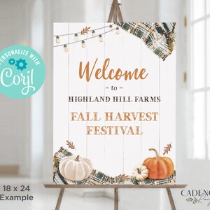 Fall Harvest Fest Welcome Sign Template, Fall Fest Welcome Sign, Autumn ...