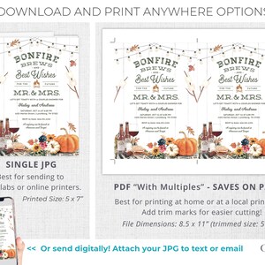 Digital Bonfire and Brews Couples Shower Invitation, Autumn Wedding ...