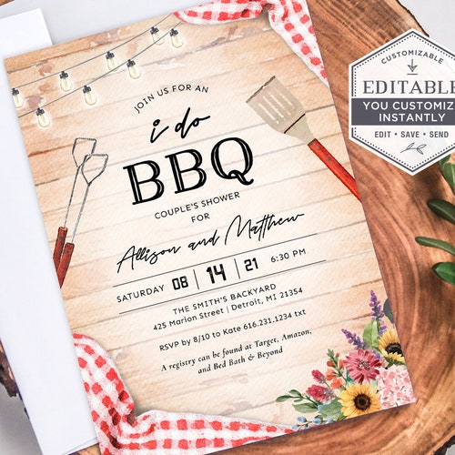 I Do BBQ Invitation Couples Shower Printable Engagement Invite - Etsy