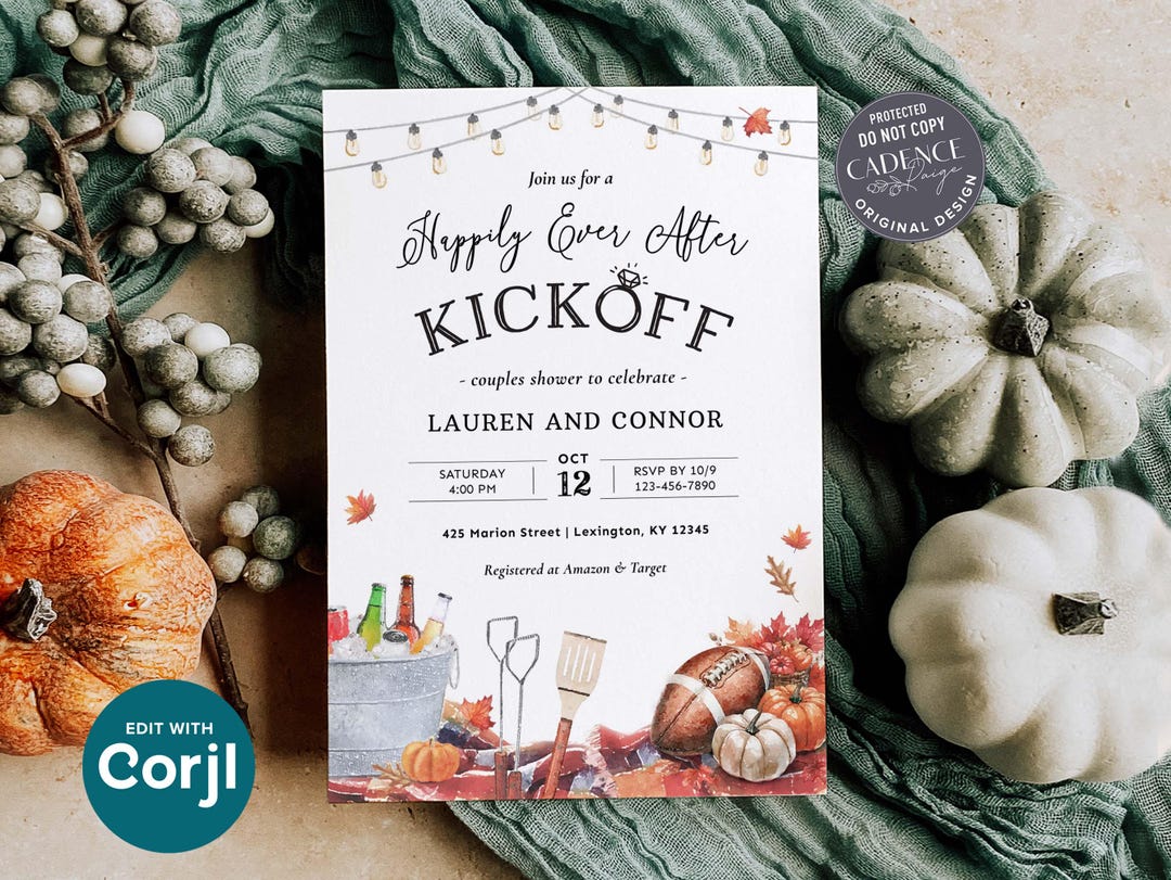 Football Couples Shower Invitation Tailgate and Celebrate Happily Ever ...