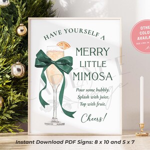 Christmas Mimosa Bar Sign Printable Merry Mimosa Bar Sign, Merry Little ...