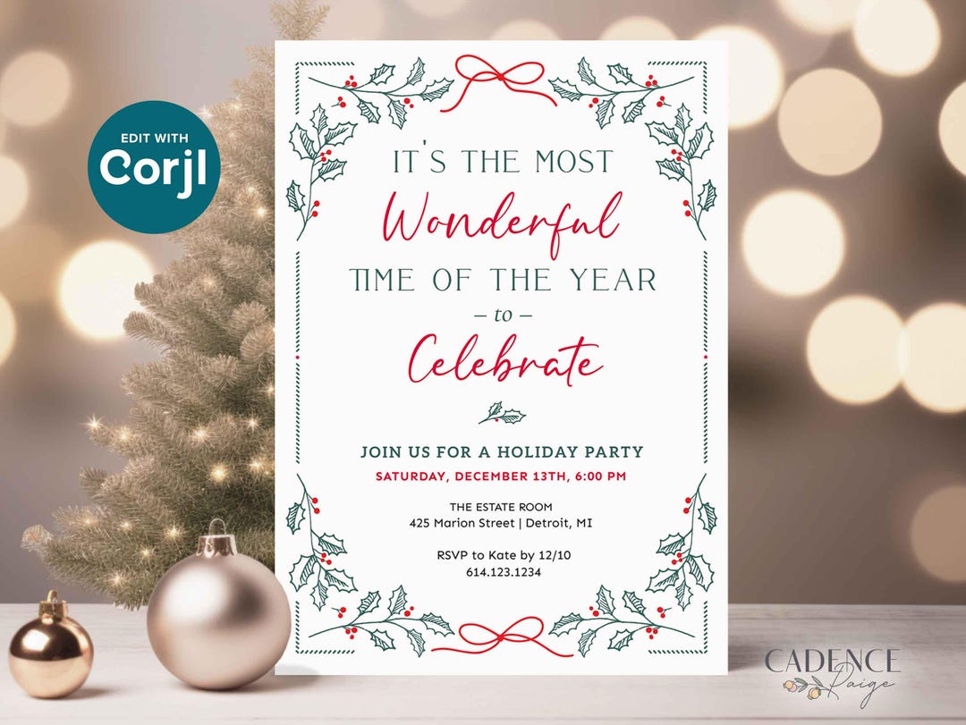 Company Holiday Party Invitation Template, Office Christmas Party ...
