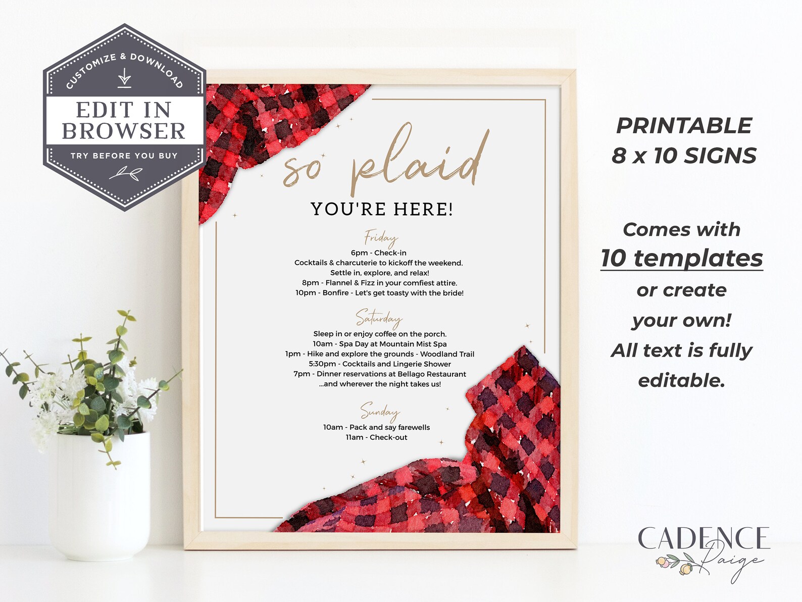 Buffalo Plaid Bachelorette Signs, 8 X 10 Bachelorette Signs, Flannel ...