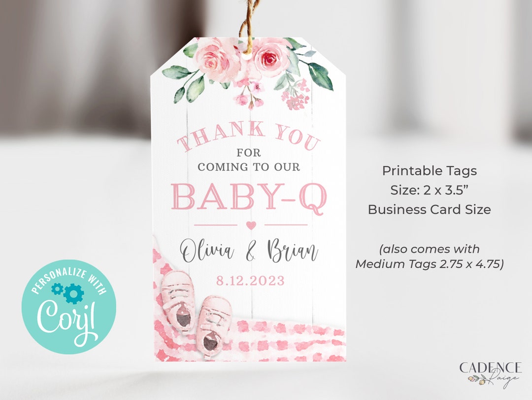 Blush Pink Baby-q Favor Tags, BBQ Baby Shower Favors in Pink, Printable ...