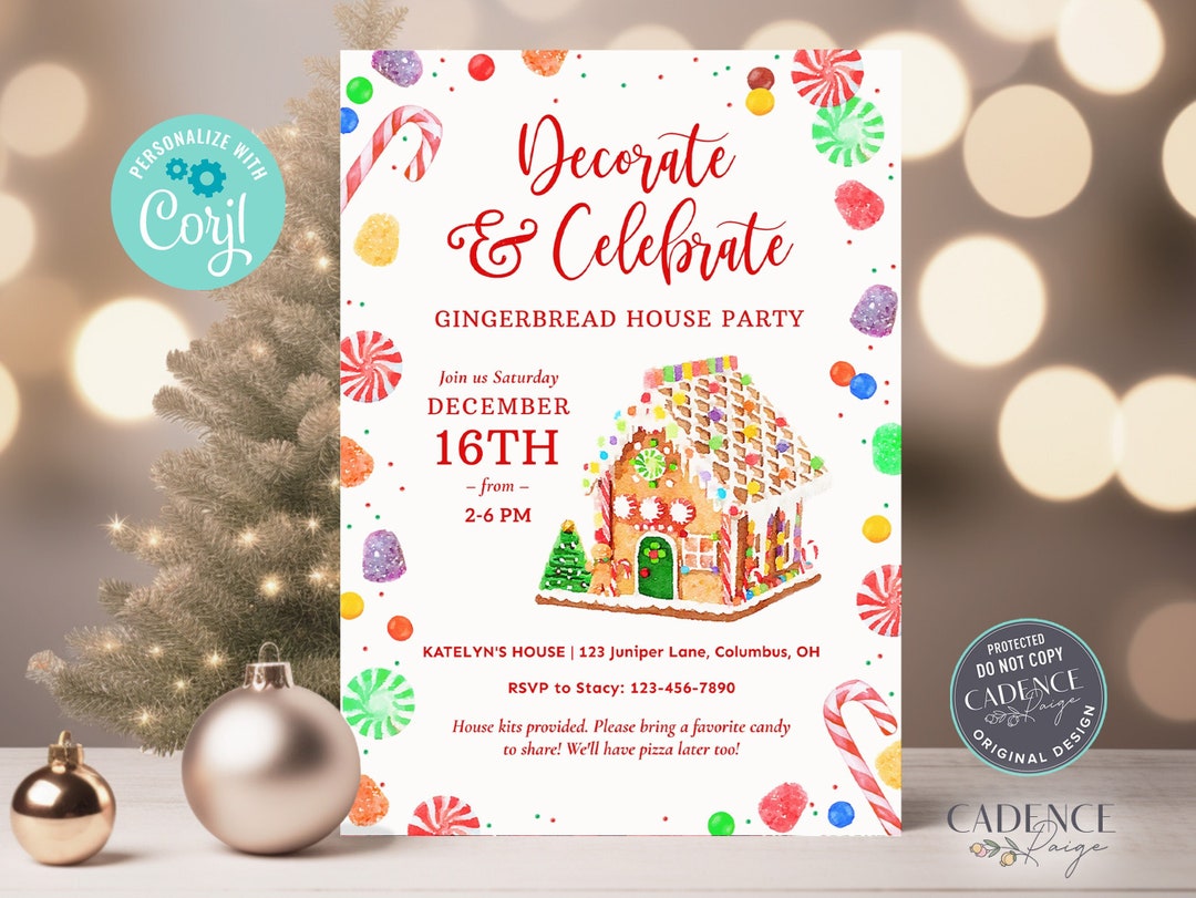Gingerbread House Party Invitation, Fun Holiday Party Invitation for ...