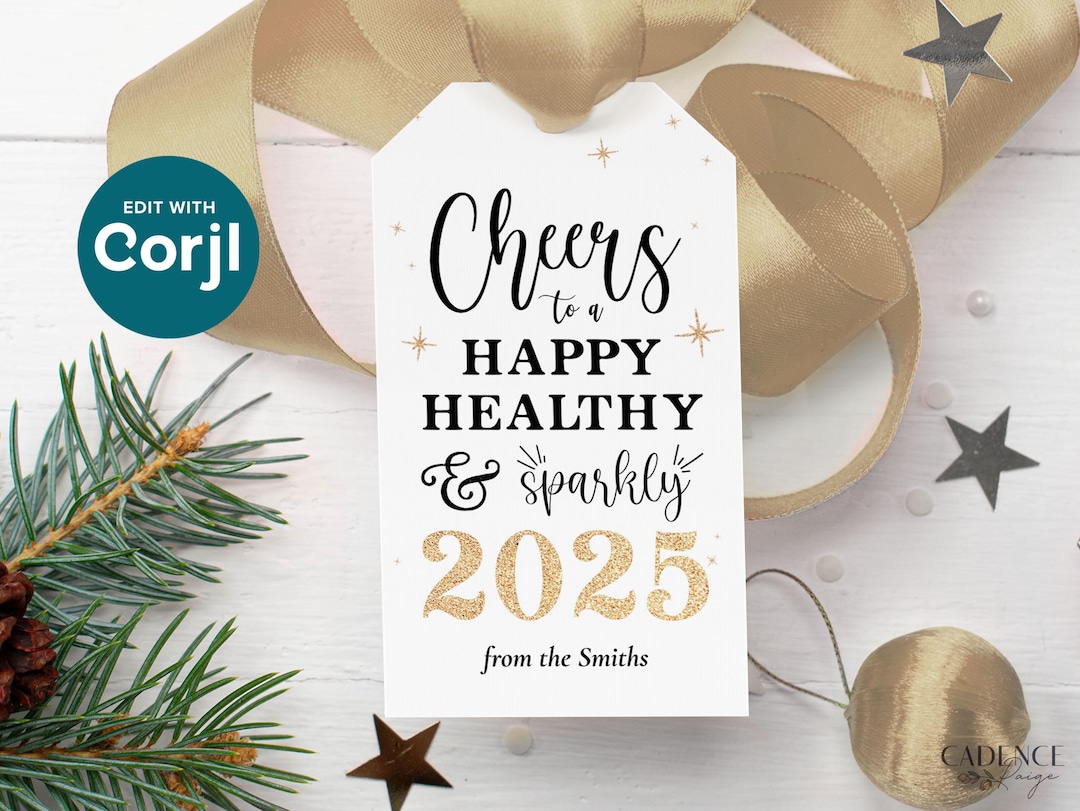 Happy New Year Gift Tag, Printable New Years Tag, Editable New Years ...