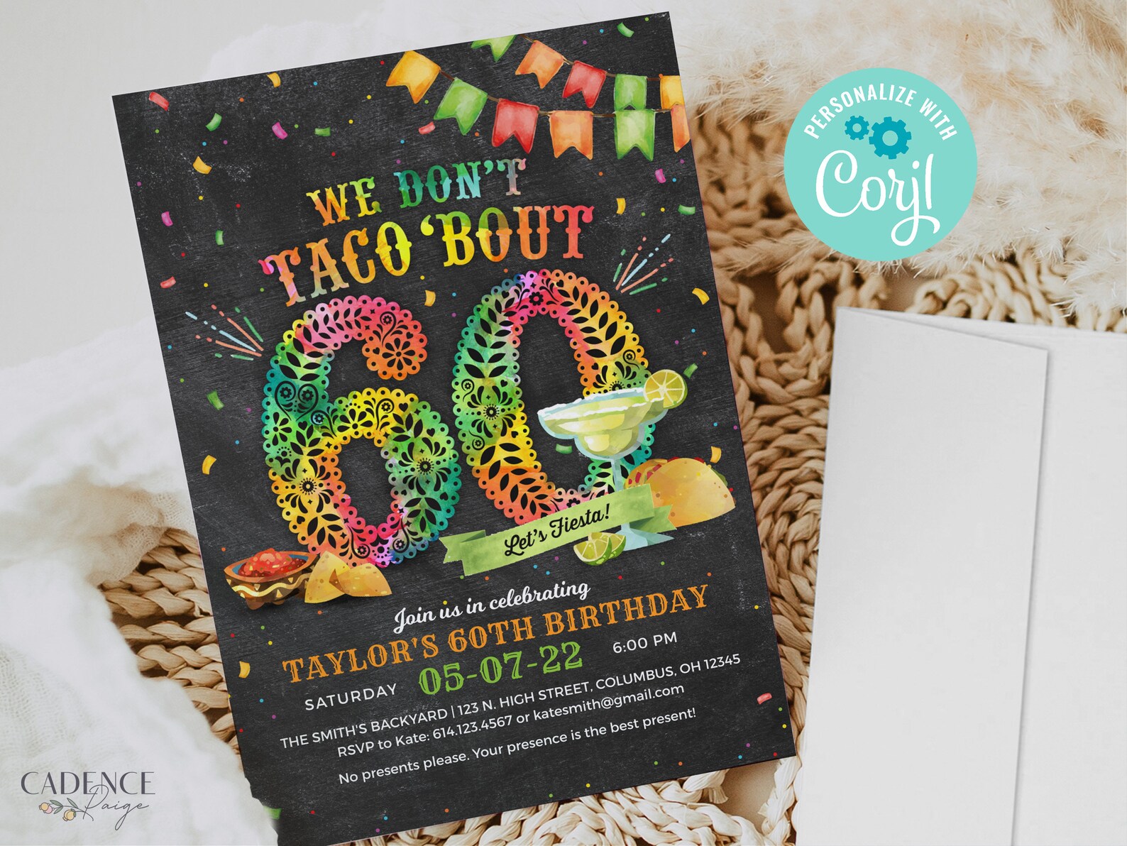 60th Birthday Party Invitation 60th Fiesta Invitation 60th - Etsy