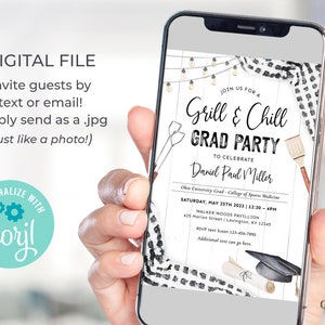 Grill and Chill Graduation Party Invitation, BBQ Grad Party Invitation ...