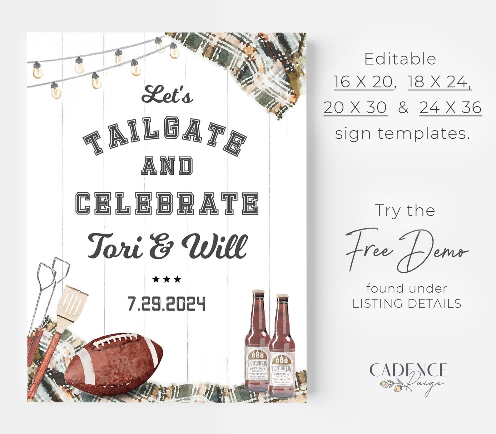 Tailgate and Celebrate Welcome Sign, Tailgate Couples Shower Welcome ...