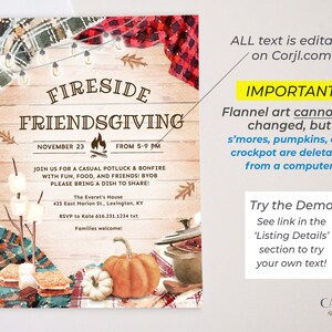 Friendsgiving Invitation, Flannel and Friends Invite, Fall Bonfire ...