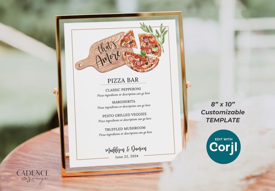 Pizza Bar Sign Template, Pizza Menu Sign, Italian Dinner Menu Sign ...