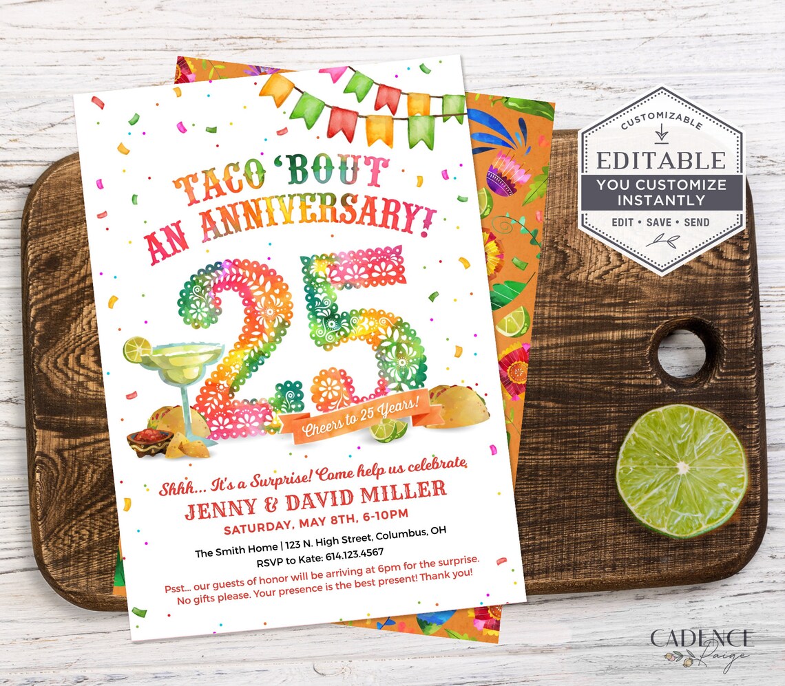 25th Anniversary Party Invitation 25th Surprise Party - Etsy