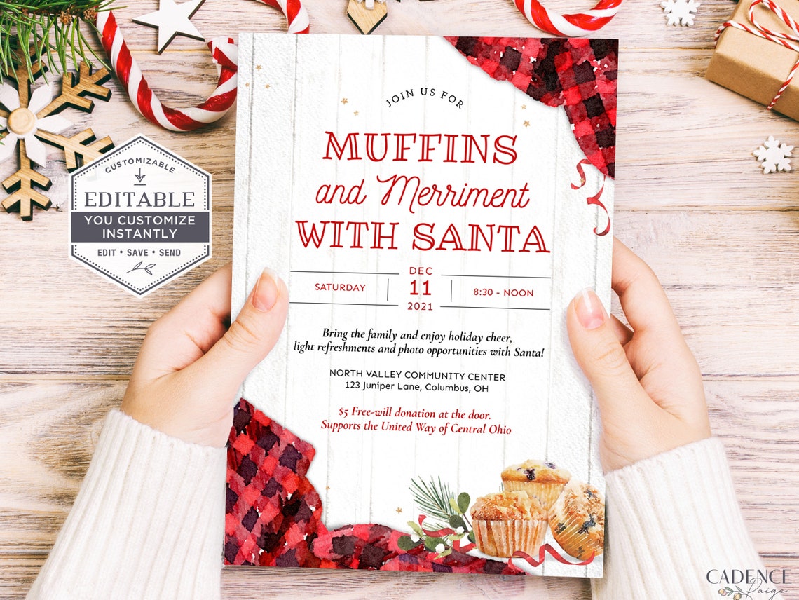 Breakfast With Santa Invitation Photos With Santa Invite - Etsy
