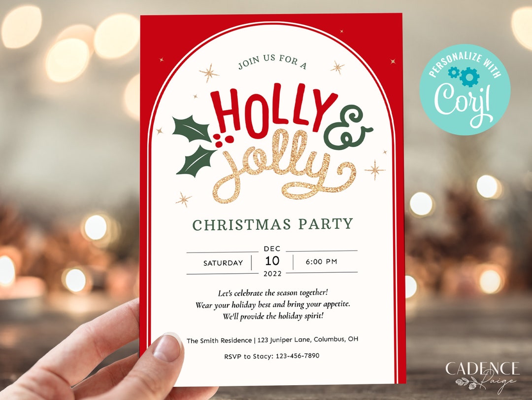 Holly Jolly Christmas Party Invitation, Friendmas Kids Christmas PJ ...