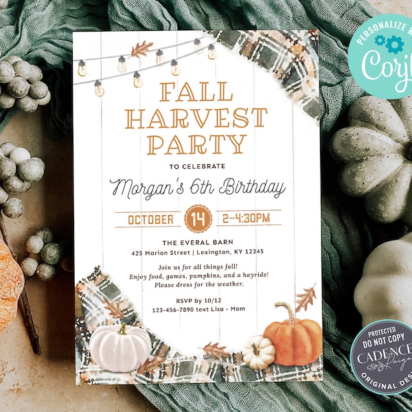 Fall Theme Birthday Invitation - Etsy Canada