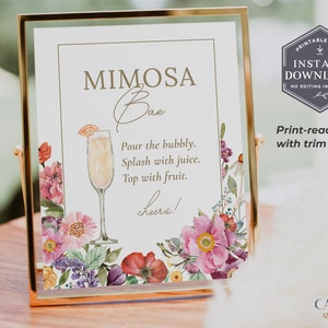 8 X 10 Wildflowers Mimosa Bar Sign Tea Party Bridal Shower - Etsy