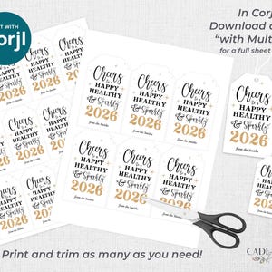 Happy New Year Gift Tag, Printable New Years Tag, Editable New Years ...