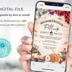 Fall Potluck Party Invitation, Fall Neighborhood Party, Community ...