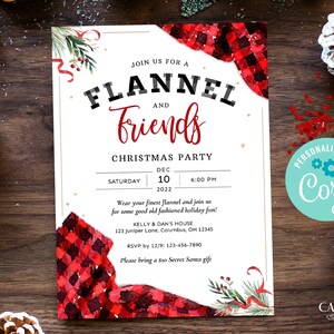 Flannel and Friends Holiday Party Invitation, Casual Holiday Party, Fun ...