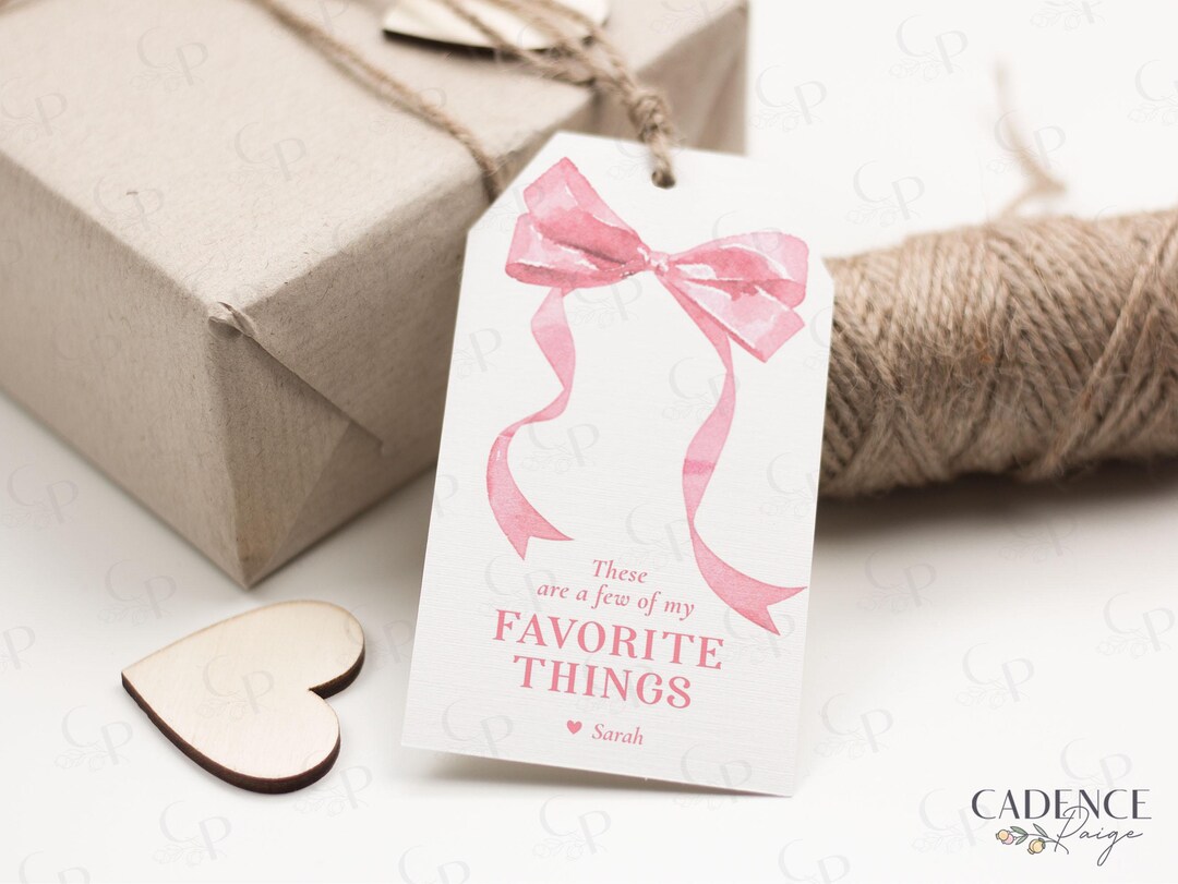 Pink Favorite Things Gift Tag, Pink Bow Gift Tags, Valentine's Tags ...