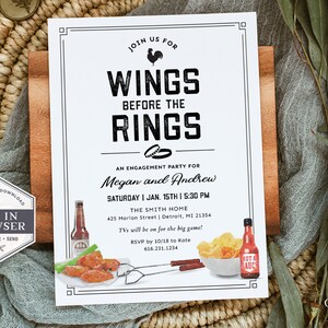 Casual Engagement Party Invitation, Wing Night, Casual Rehearsal Dinner ...