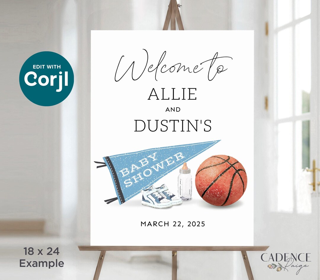 Basketball Baby Shower Welcome Sign Basketball Themed Baby Shower Sign ...