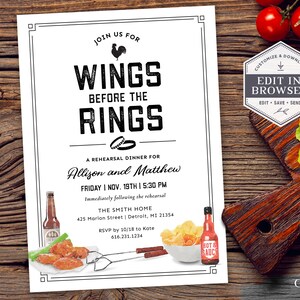 Casual Engagement Party Invitation, Wing Night, Casual Rehearsal Dinner ...