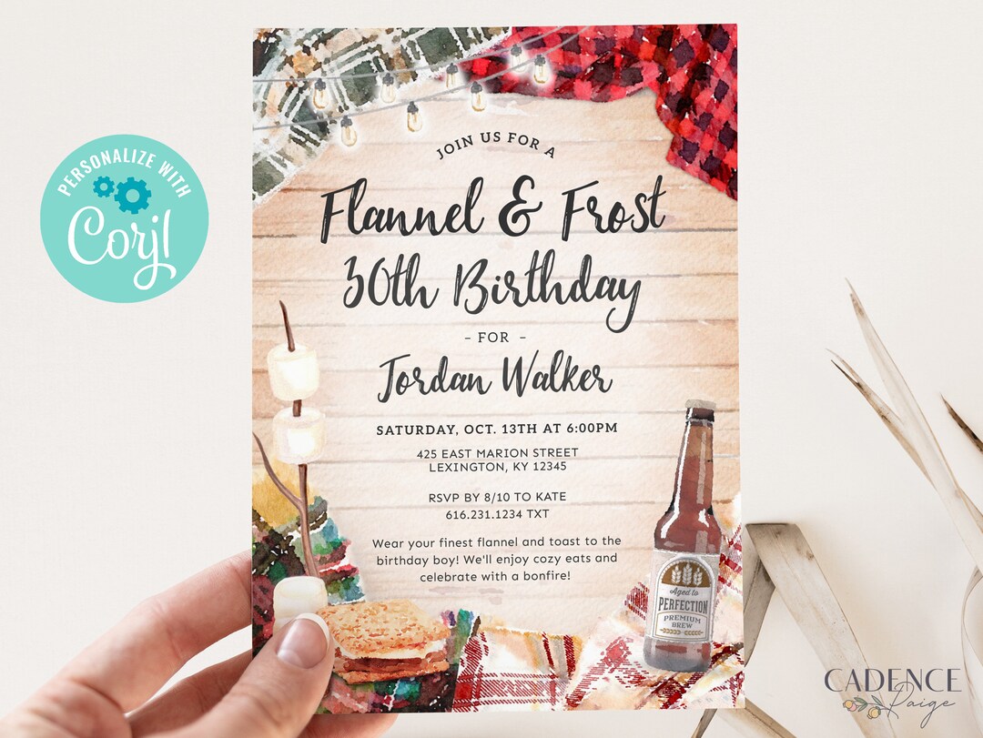 Flannel Birthday Invitation, Fall Adult Birthday Invite, Flannel ...