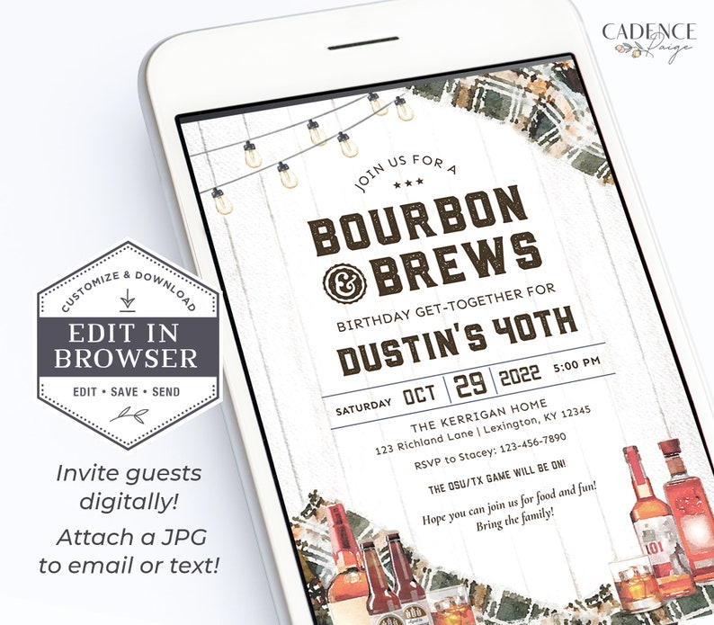 Bourbon and Brews Birthday Invitation 30th 40th 50th 60th - Etsy