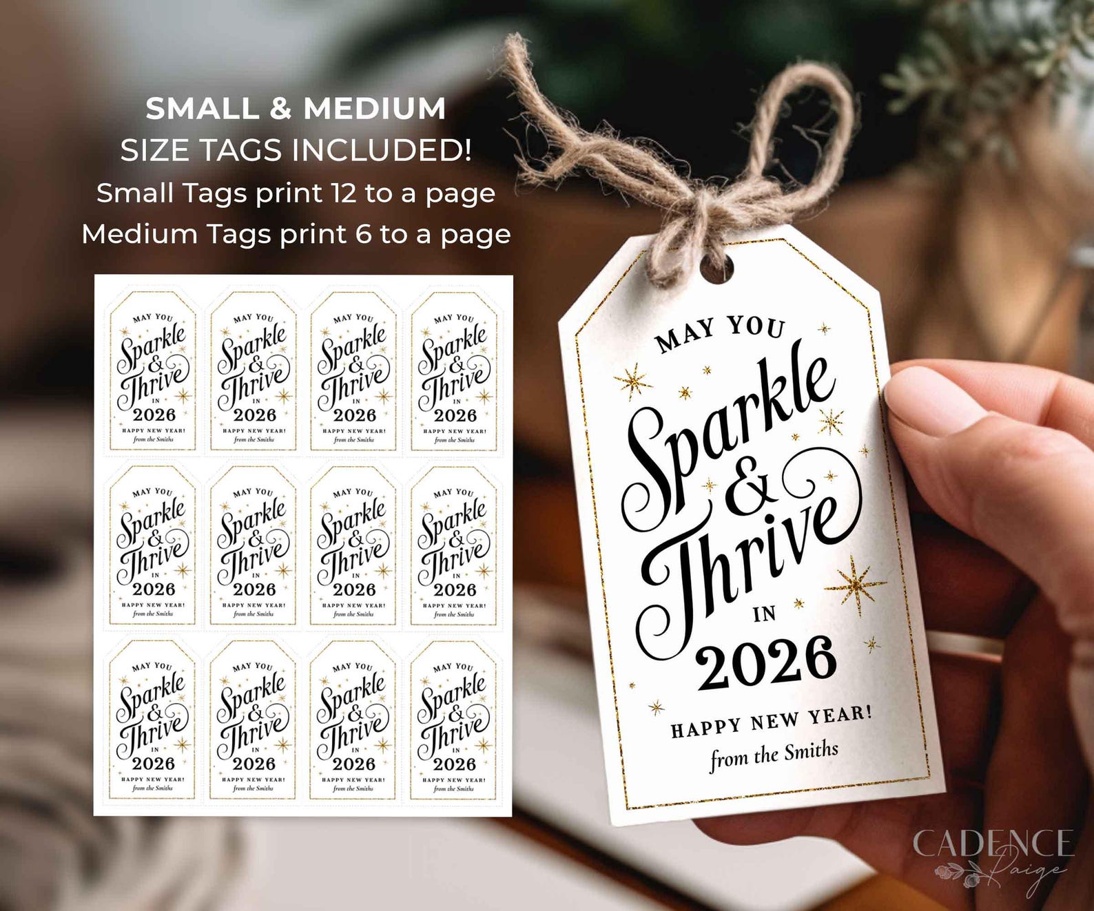 Happy New Year Gift Tag, Printable New Years Tag, New Years Eve ...