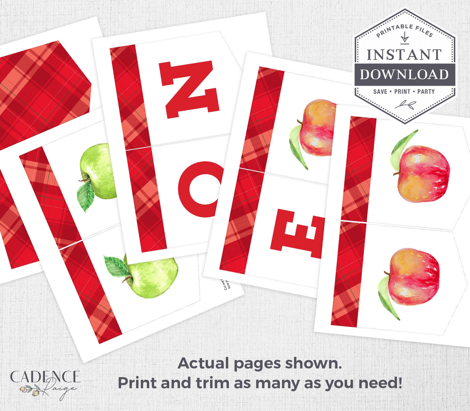 First Birthday Apple Banner Printable Apple Bunting Apple | Etsy