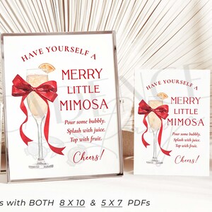 Christmas Mimosa Bar Sign Printable Merry Mimosa Bar Sign, Merry Little ...