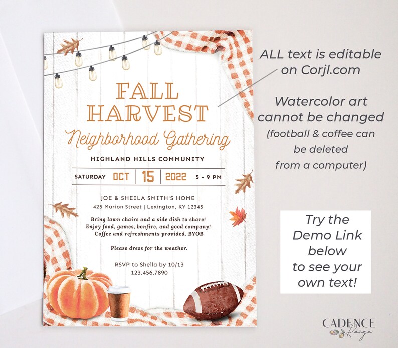 Fall Gathering Invitation Neighborhood Party Invitation Fall - Etsy