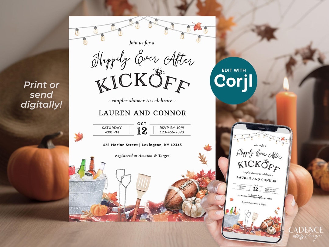 Football Couples Shower Invitation Tailgate and Celebrate Happily Ever ...