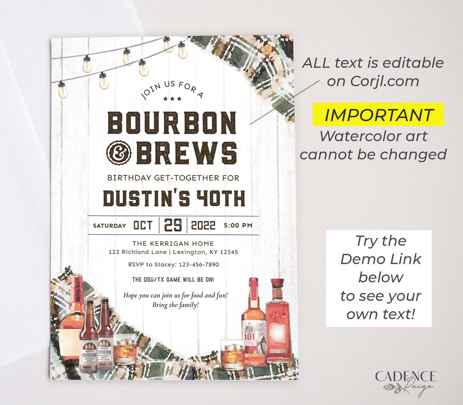 Bourbon and Brews Birthday Invitation, 30th, 40th, 50th, 60th Birthday ...